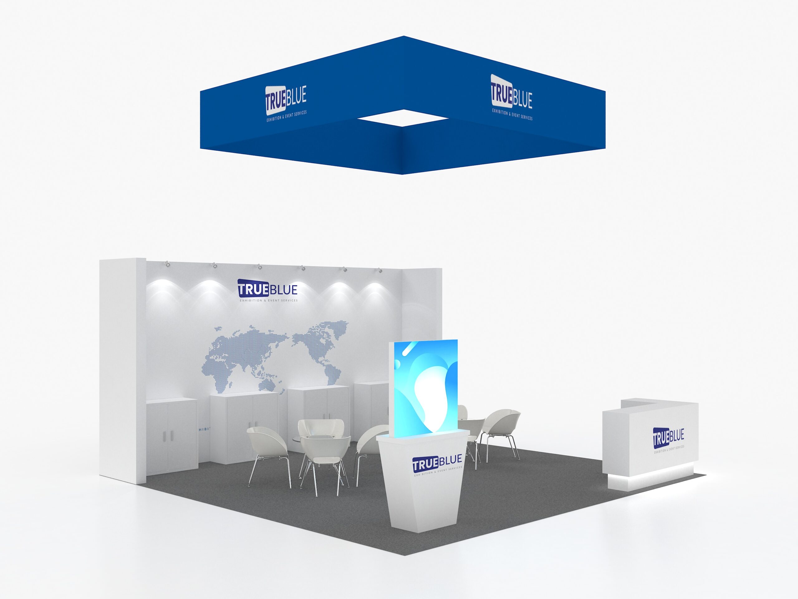 E3 20' x 20' Custom Trade Show Booth Design - TrueBlue Exhibits