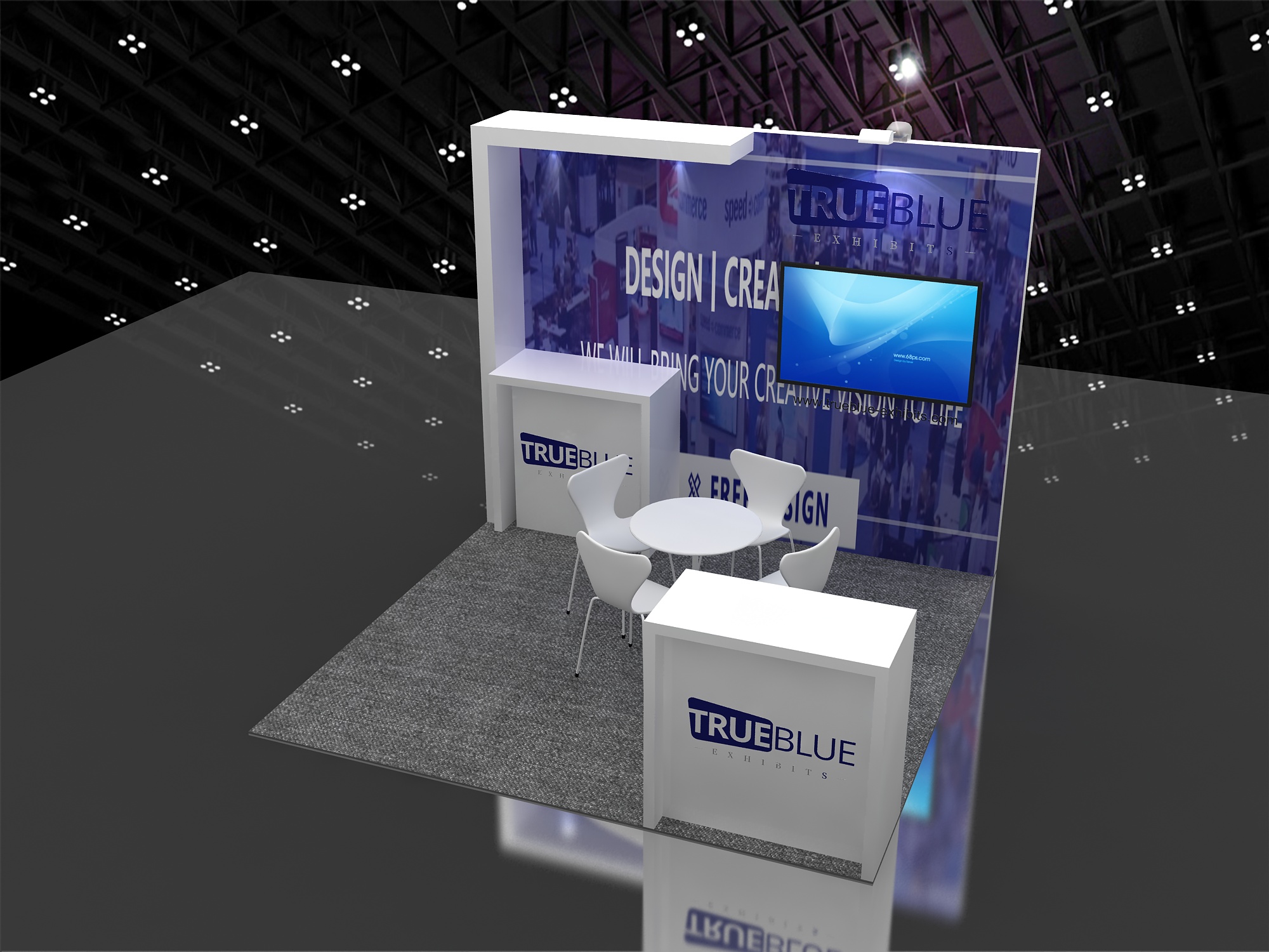 Custom 10 x 10 trade show booths - TrueBlue Exhibits